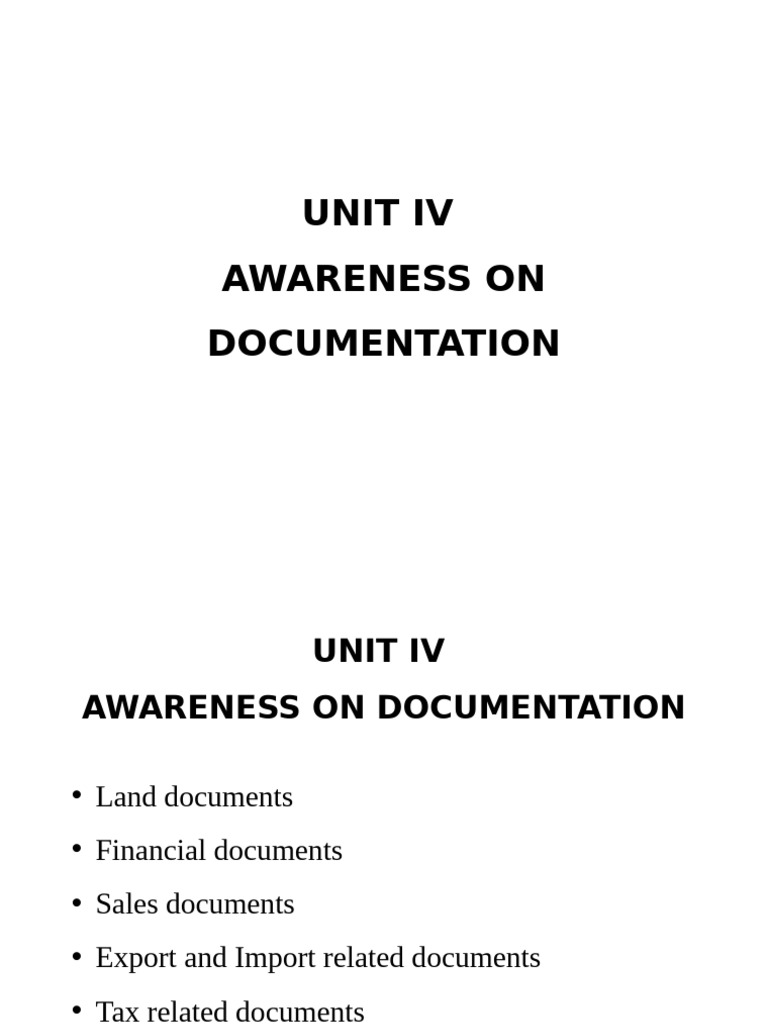 Unit 4 - Awareness On Documentation | PDF | Equity (Finance) | Balance ...