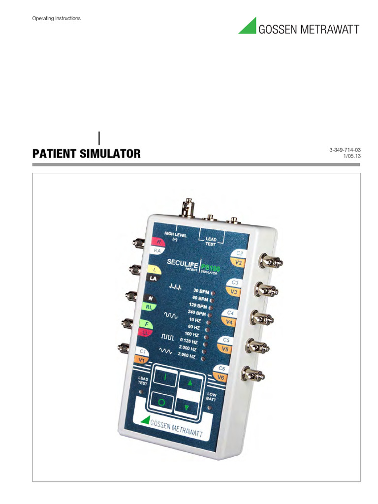 SECULIFE PS100 Patient Simulator Guide | PDF | Electrocardiography ...