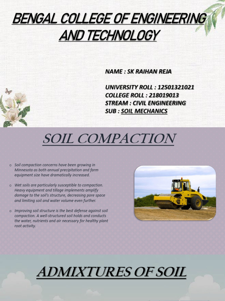 SOIL MECHANICS Sk Raihan Reja | PDF | Soil | Cement