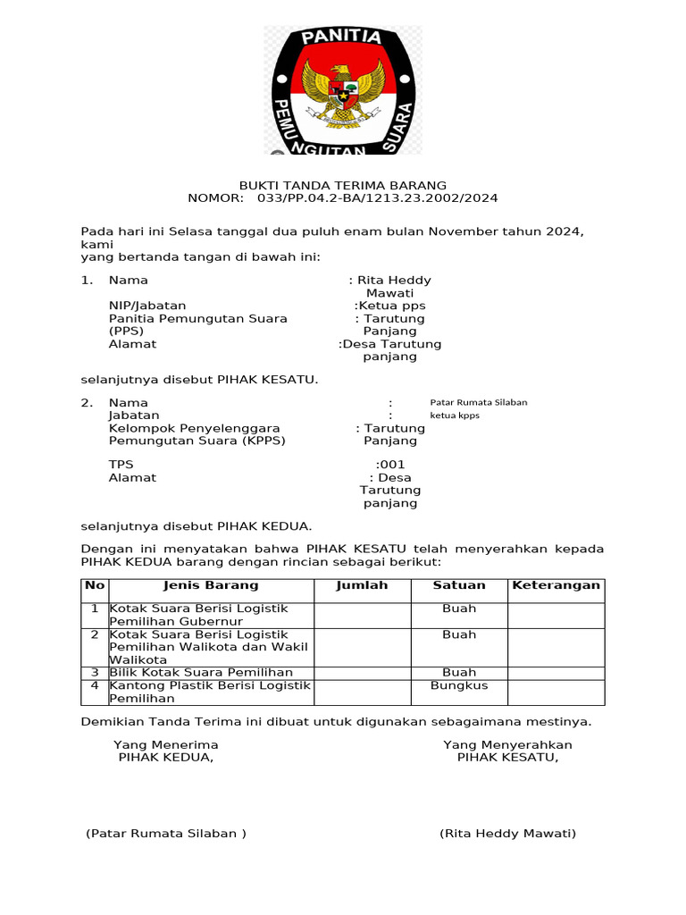 Templet - BTTB - PPS Ke KPPS | PDF