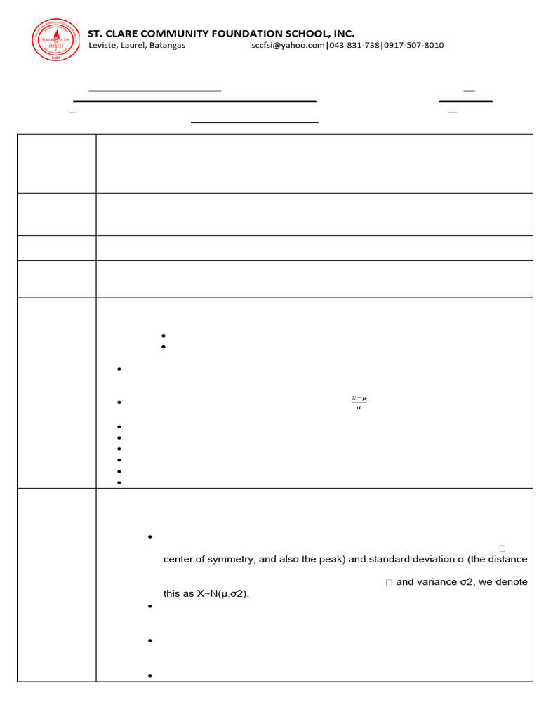 Statistics Lesson: Normal Curve Analysis | PDF | Normal Distribution ...