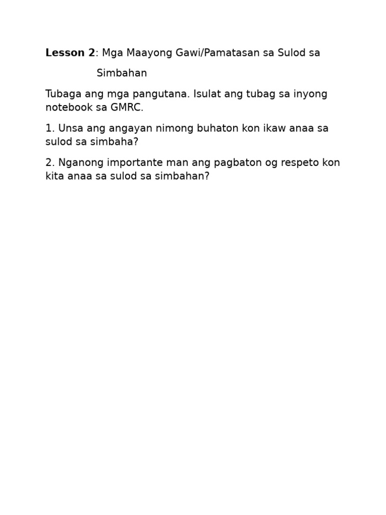Lesson 2 Gmrc | PDF