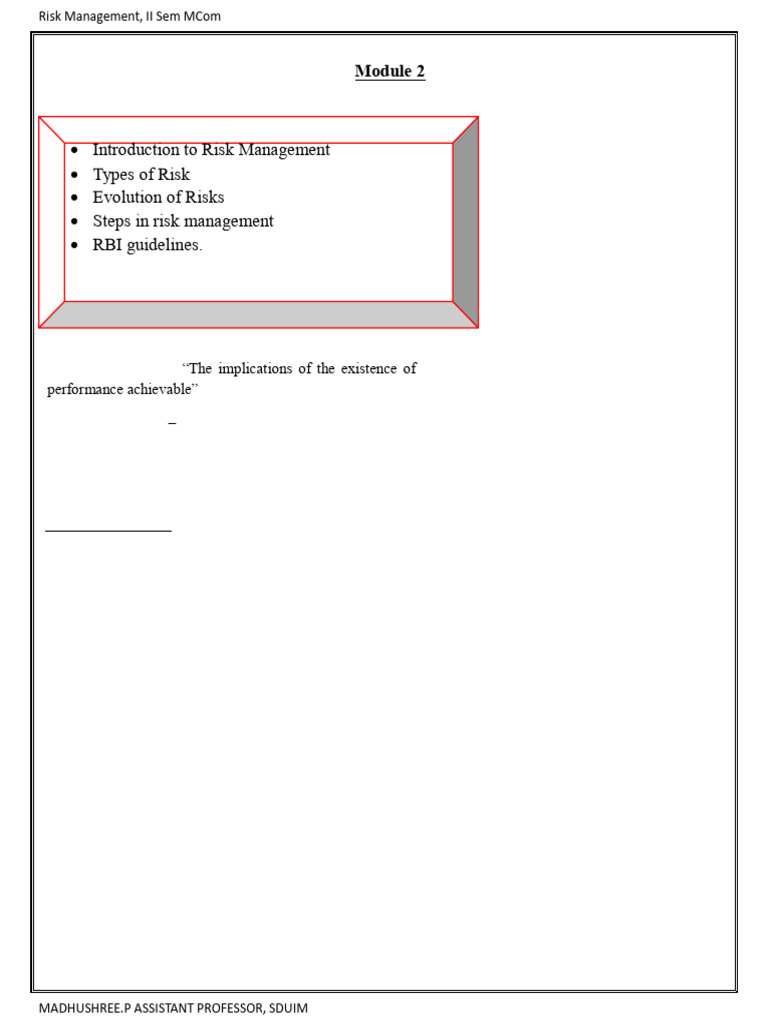 RM Unit 2 | PDF | Financial Risk | Risk