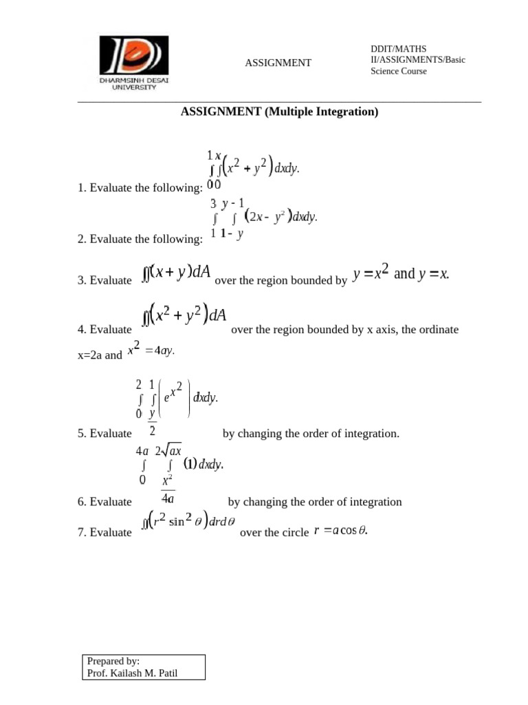 KMP ASSIGNMENT Multiple Integration | PDF