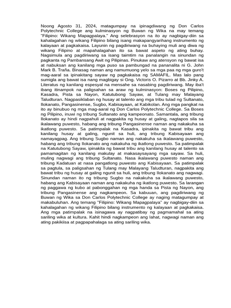 Buwan NG Wika Josol | PDF