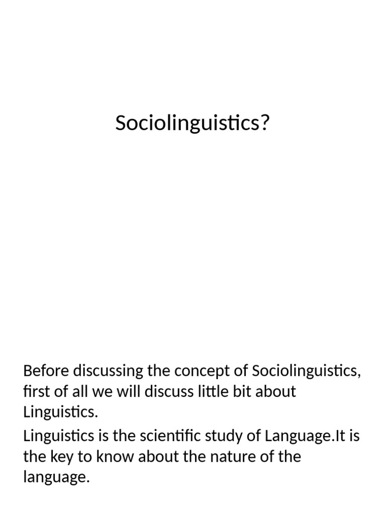 Understanding Sociolinguistics Basics | PDF