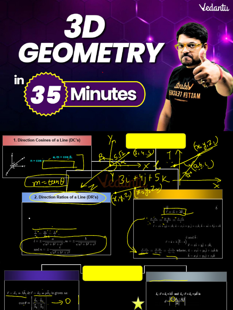 3D Geometry: Direction Cosines & Lines | PDF | Line (Geometry) | Angle