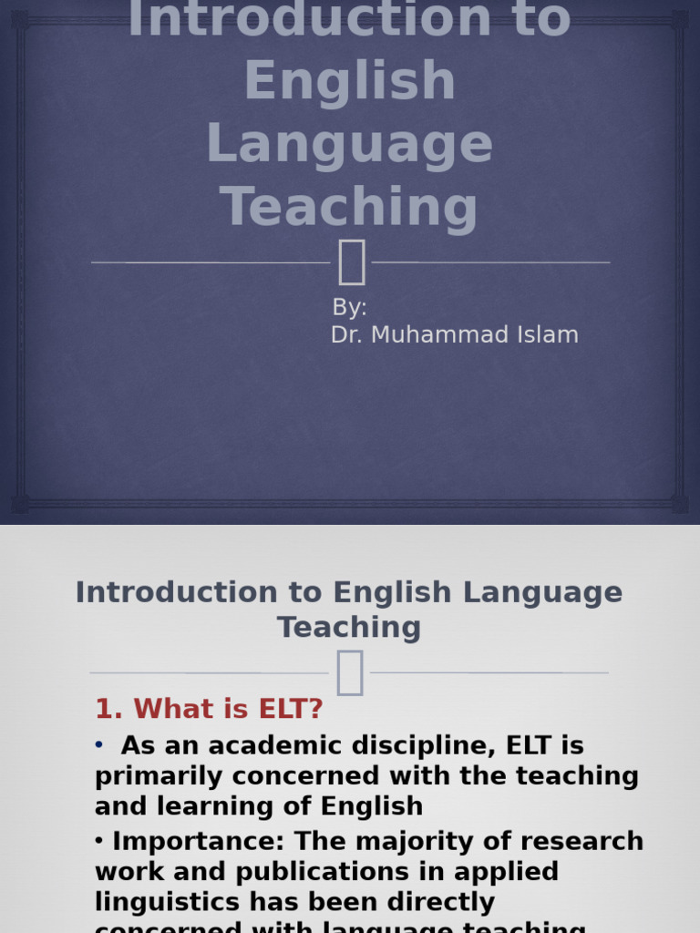 Intro to ELT | PDF | English As A Second Or Foreign Language ...