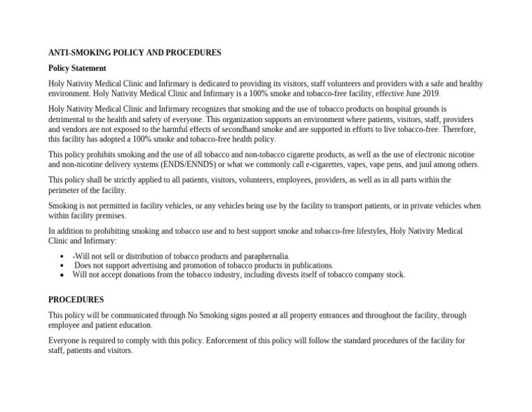 Anti-Smoking Policy - Sample | PDF