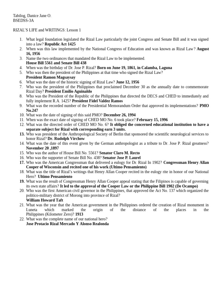 Rizal-first-Lesson-coverage | PDF | Philippines