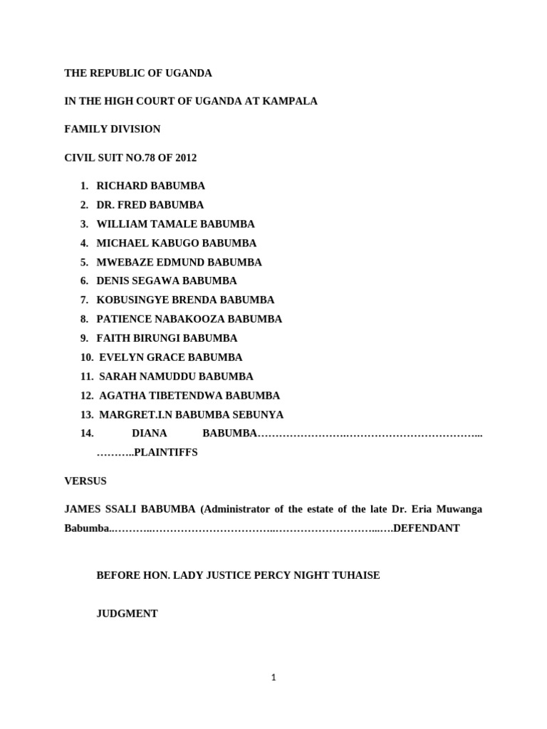 Babumba Estate Administration Dispute | PDF | Probate | Will And Testament