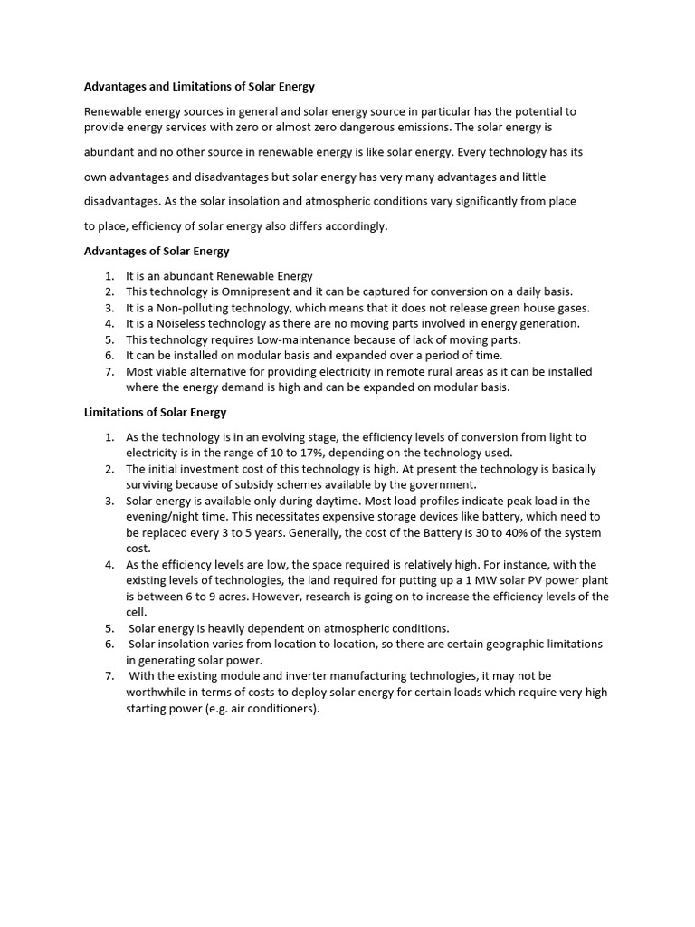 Solar Energy: Benefits and Drawbacks | PDF | Solar Power | Solar Energy