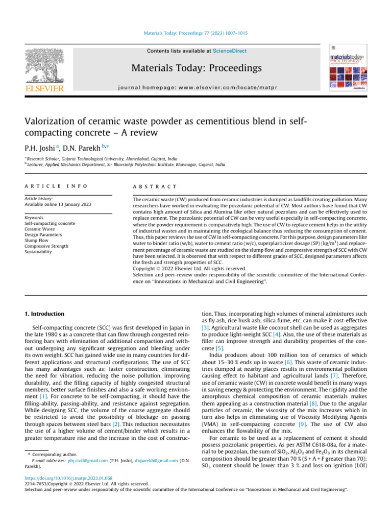 Valorization of Ceramic Waste Powder As Cementitious Blend in ...
