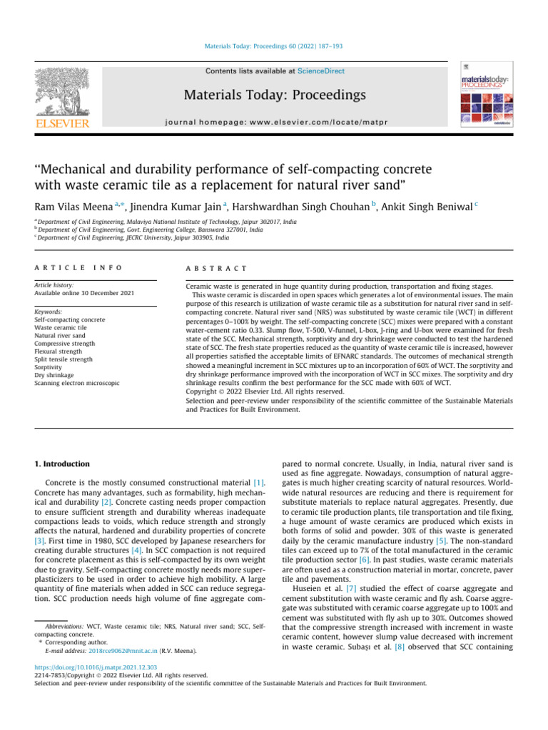 Mechanical and Durability Performance of Self-Compacting Concrete With ...
