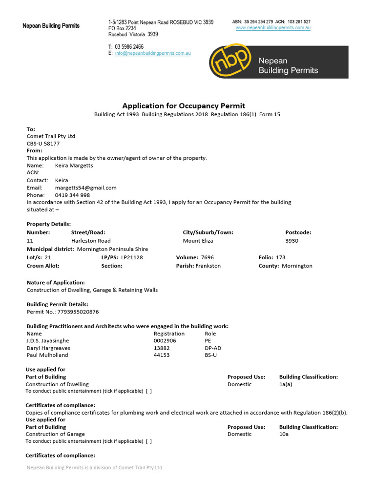 Nepean Building Permits Application Form | PDF