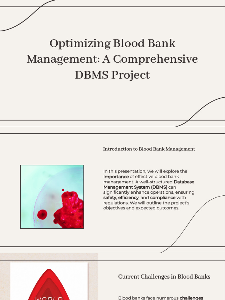 Slidesgo Optimizing Blood Bank Management a Comprehensive Dbms Project 202502060312482duF | PDF