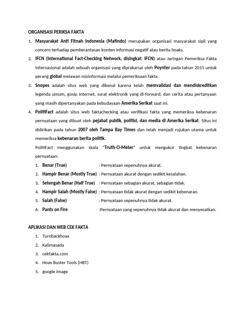 Organisasi Periksa Fakta | PDF