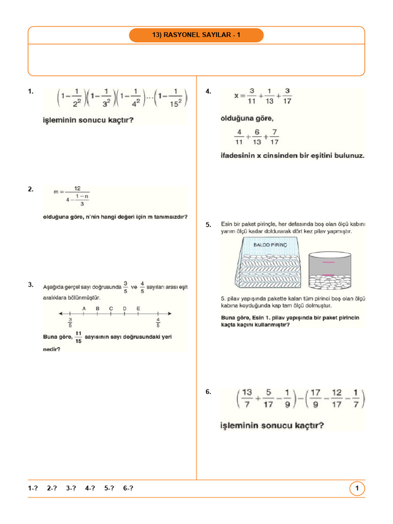 13) Rasyonel Sayilar - 1 | PDF