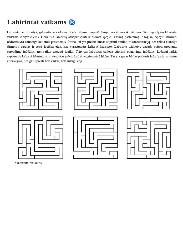 Labirintai Vaikams ? ? | PDF
