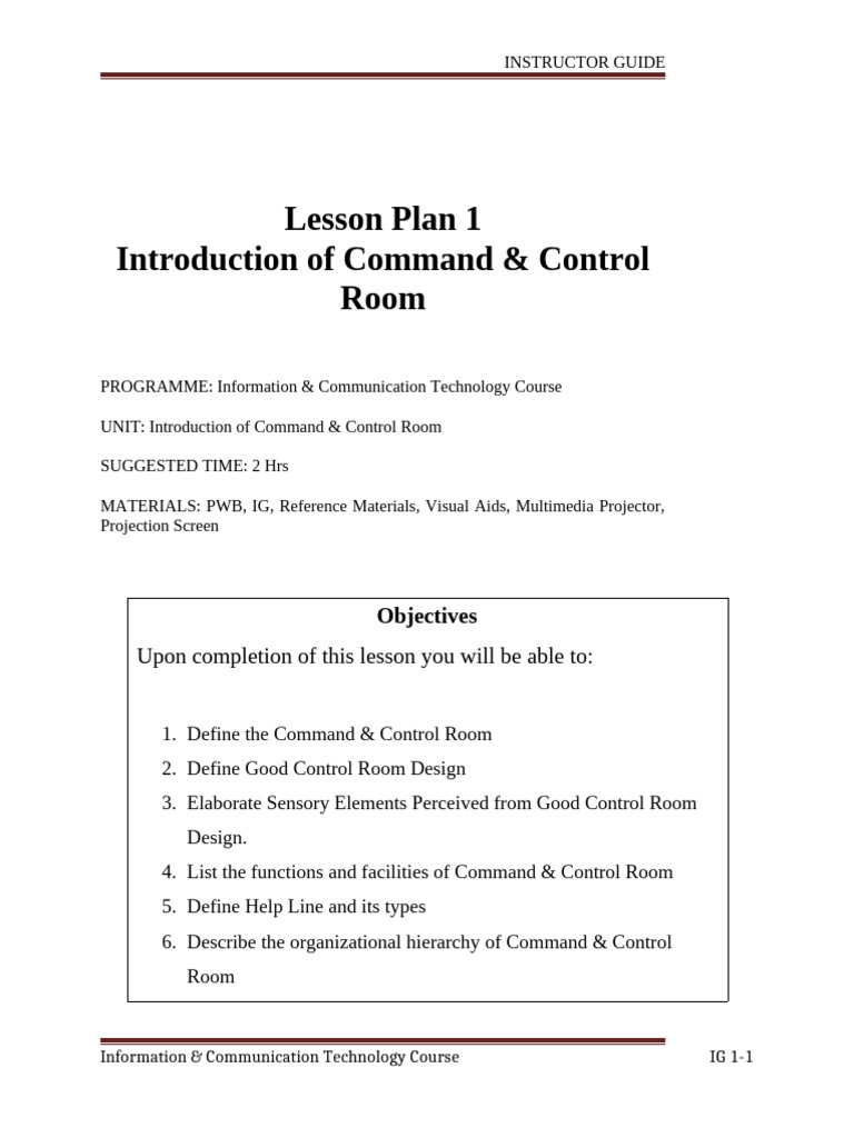 01 - IG - Introduction of Control and Command Room | PDF | Lighting | Space