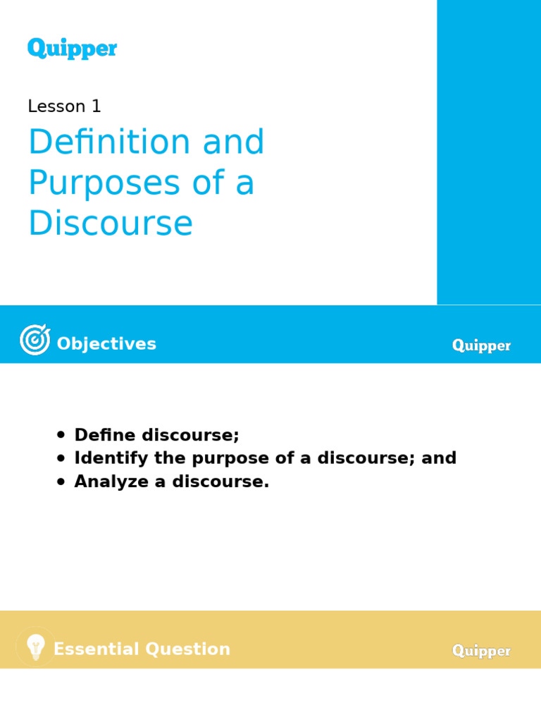 Unit 1 - Lesson 1 - Definition and Purposes of Discourse | PDF ...