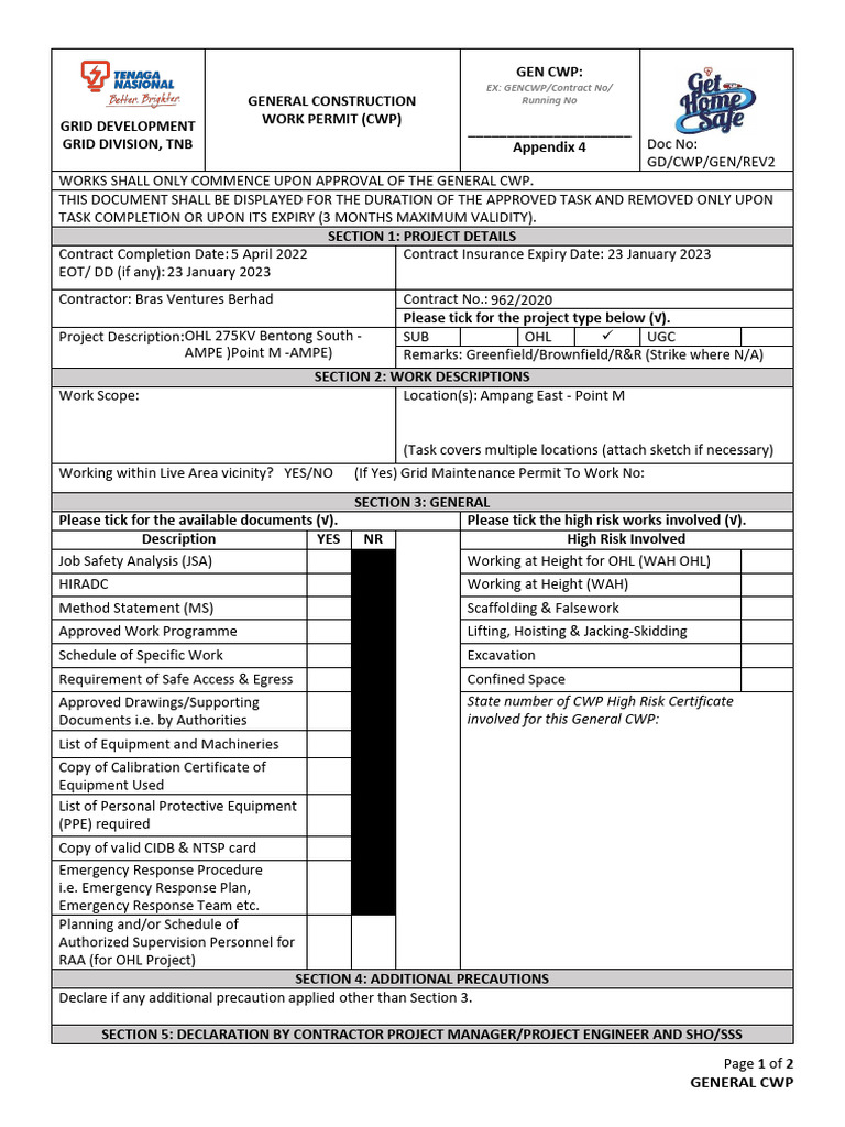 Appendix 4 - General CWP REV 2 | PDF | Occupational Safety And Health | Safety