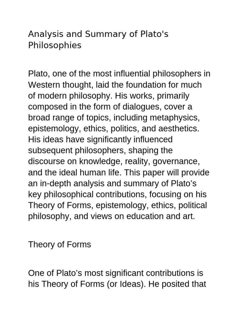 Analysis and Summary of Plato | PDF | Plato | Reason