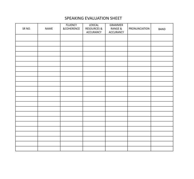 Speaking Evaluation Sheet | PDF