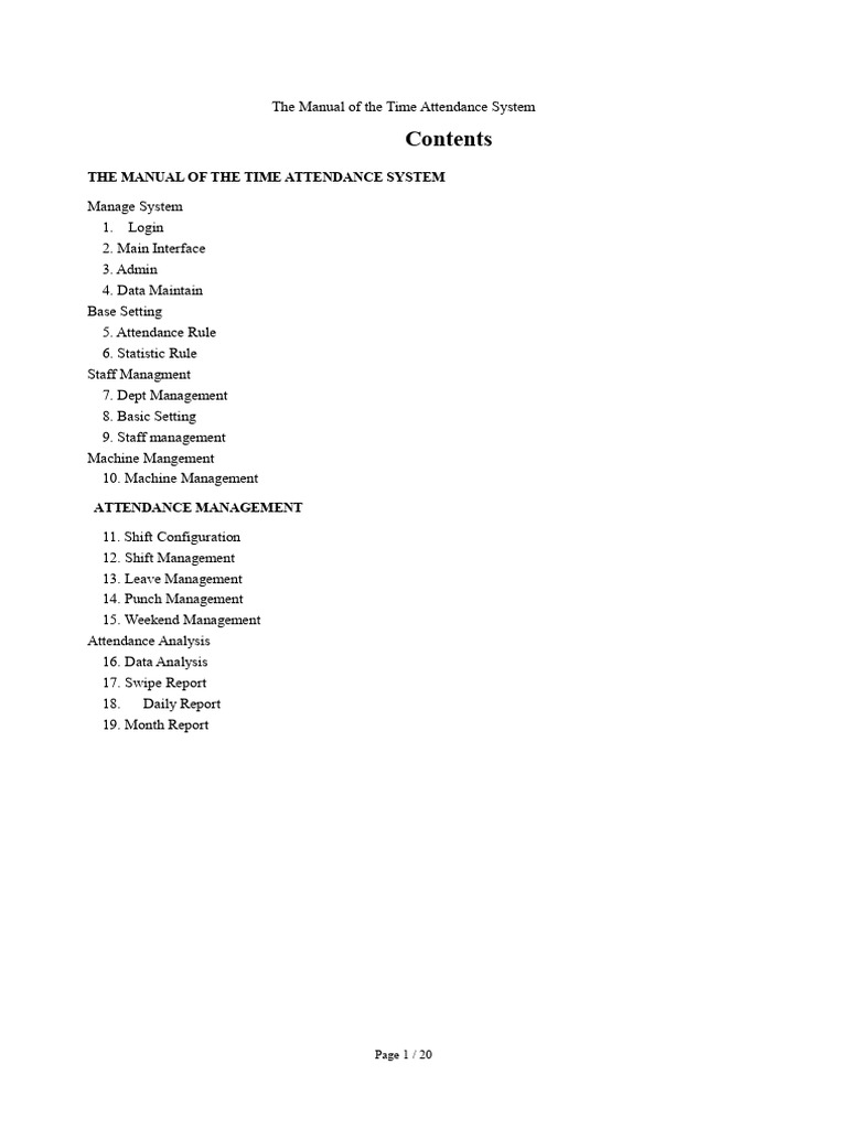 Time Attendance System Manual | PDF | Microsoft Excel | Databases