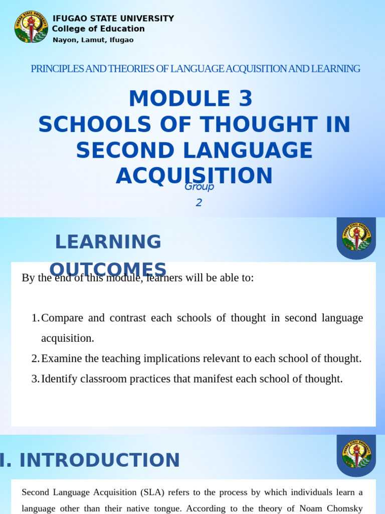 MODULE 3 Schools of Thought in Second Language Acquisition | PDF ...