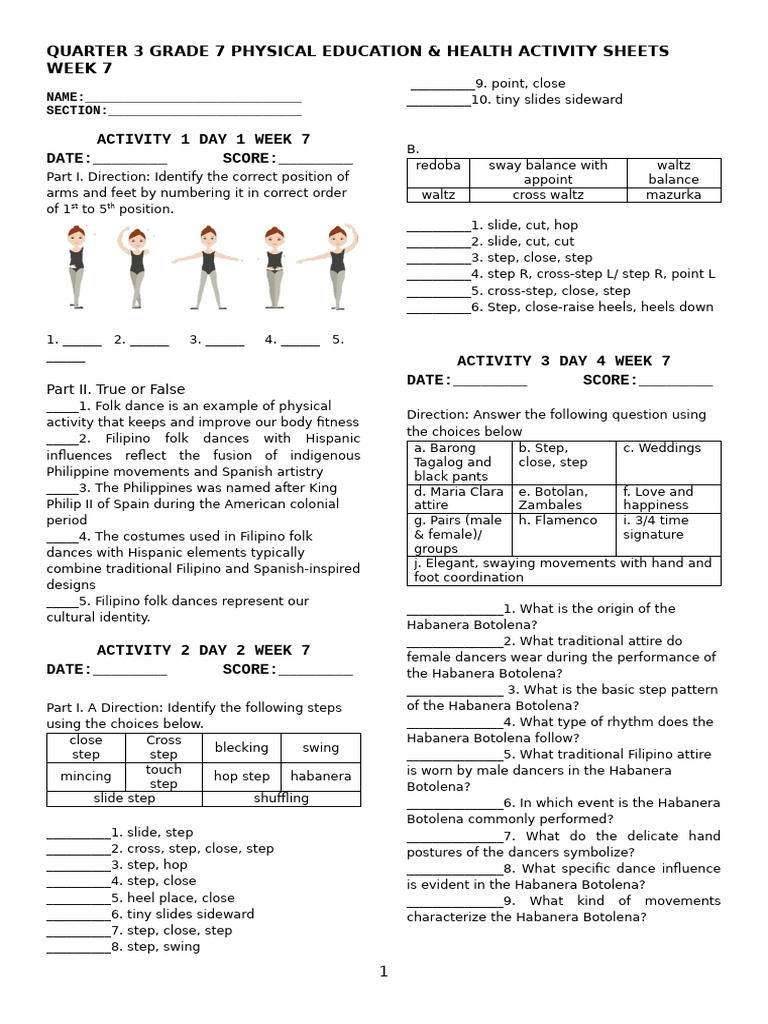 ACTIVITY SHEETS IN MUSIC and ARTS 7 WEEK 7 Q3-1 | PDF | Dances ...