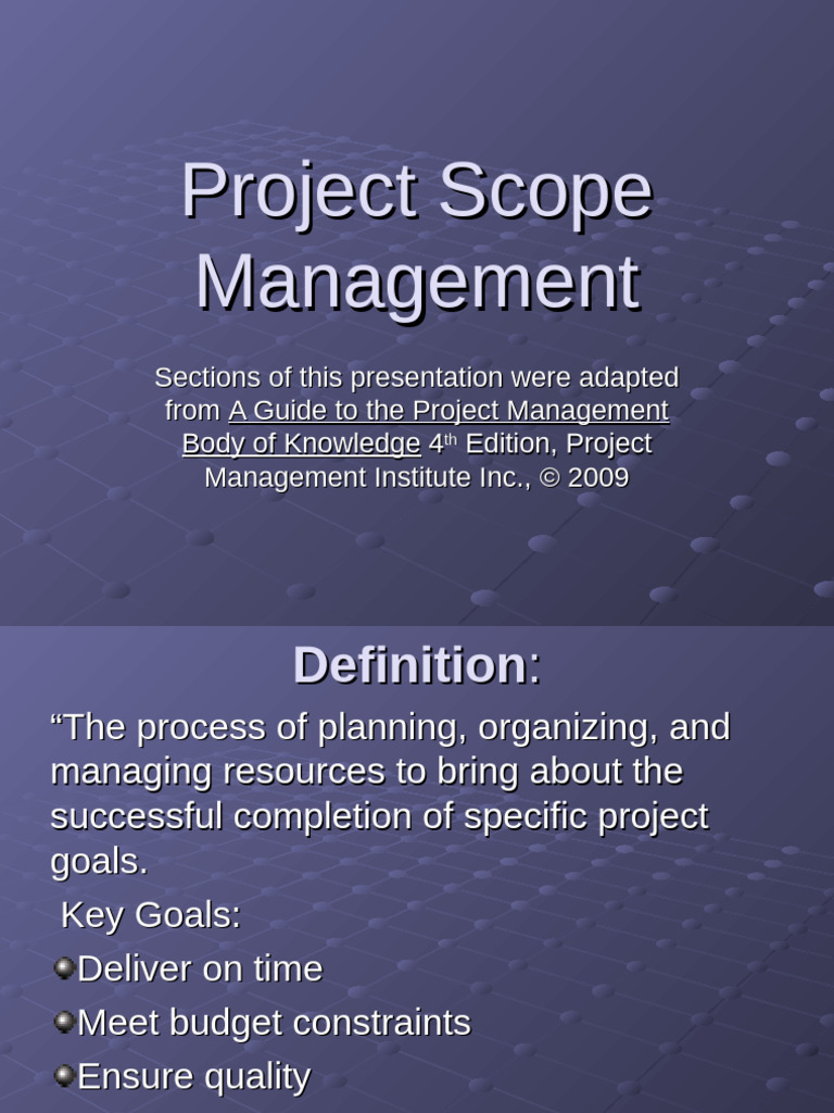 Lect-4 ScopeManagementSlides | PDF | Project Management | Mathematical Optimization