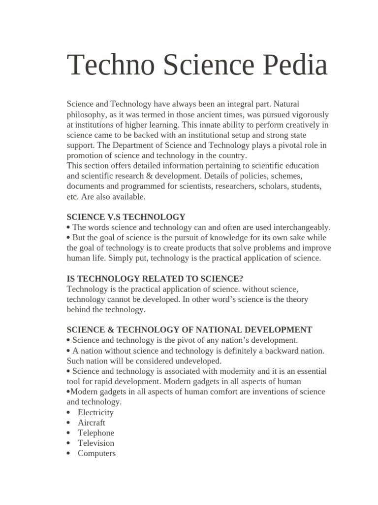 Techno Science Pedia INTERSCHOOL | PDF | Science | Information And ...