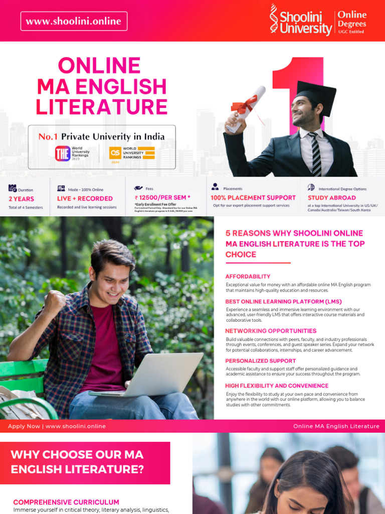 Online MA English Literature Brochure 2023 With Fees | PDF | English ...
