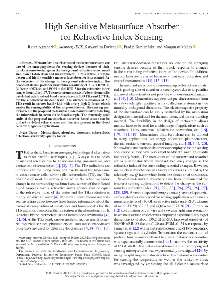High_Sensitive_Metasurface_Absorber_for_Refractive_Index_Sensing (1) | PDF | Terahertz Radiation ...