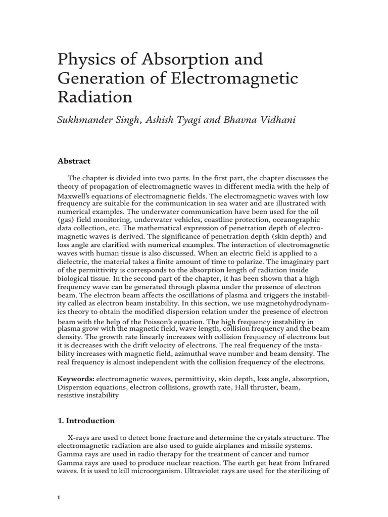 Electromagnetic Radiation Absorption Generation | PDF | Electromagnetic Radiation | Waves