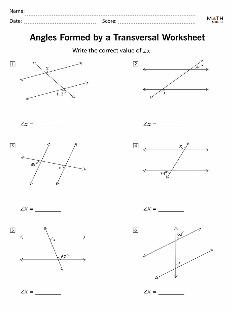 Angles-Formed-by-Transversals-Worksheet | PDF