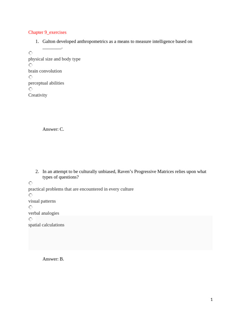 Exercise - Chapter 9 | PDF