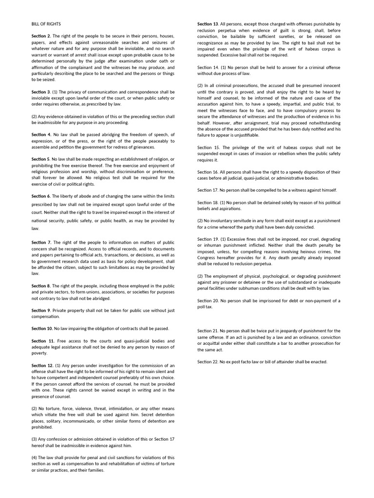 BILL OF RIGHTS-WPS Office | PDF | Search And Seizure | Legal Procedure