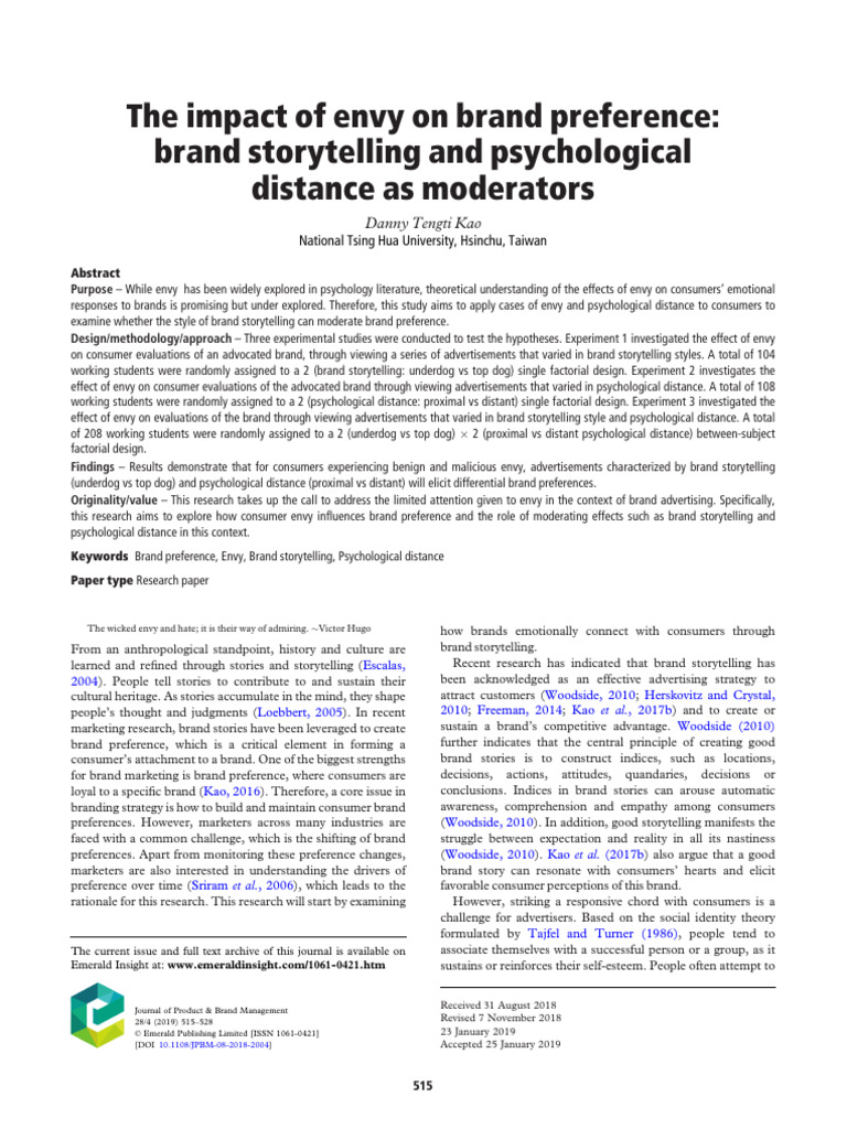 The Impact of Envy On Brand Preference B | PDF | Envy | Brand