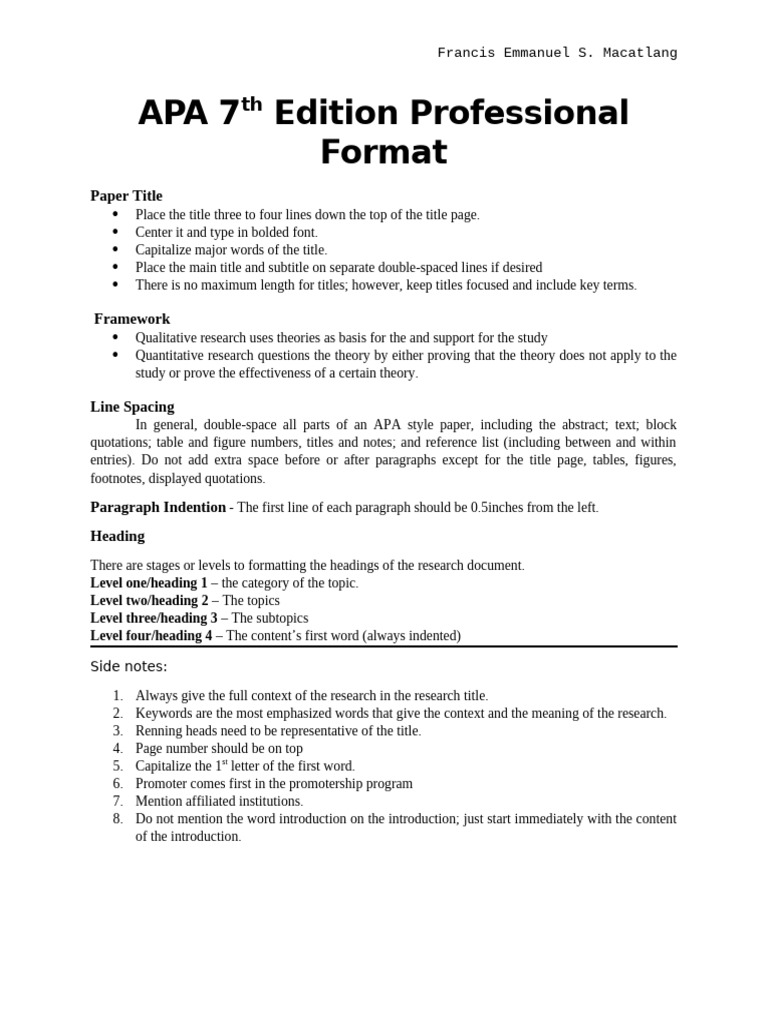 APA 7th Edition Professional Format | PDF