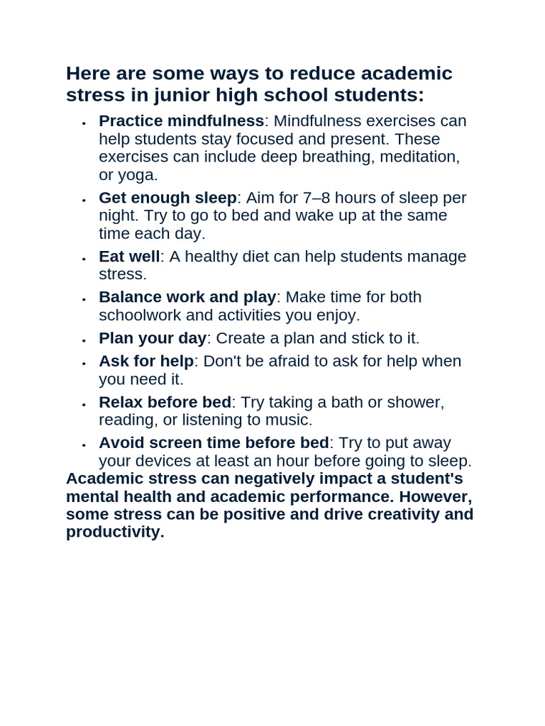 Here Are Some Ways To Reduce Academic Stress in Junior High School ...