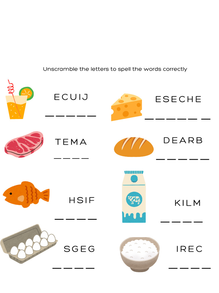 Colorful Word Scramble WritingWords Foundational Worksheet | PDF