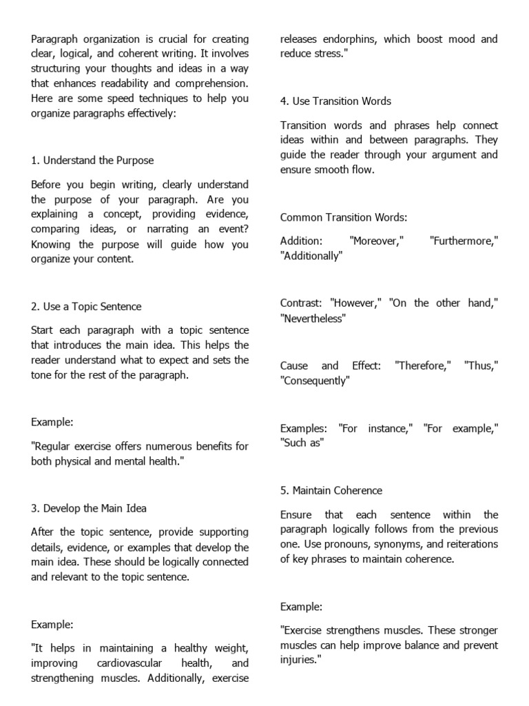 Paragraph organization is | PDF | Paragraph | Idea