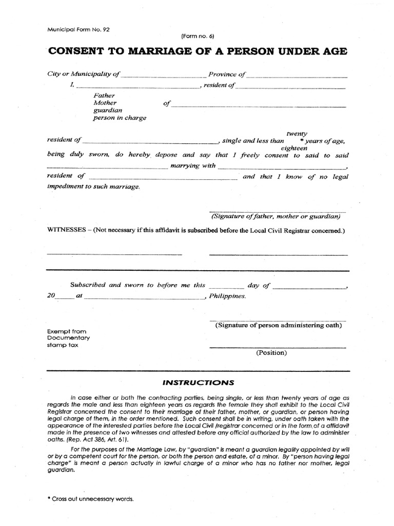 Consent To Marriage of A Person Under Age | PDF