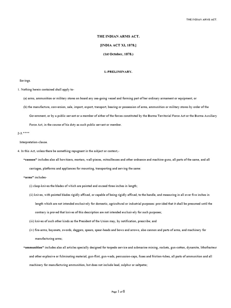 Overview of the Indian Arms Act 1878 | PDF | Magistrate | License