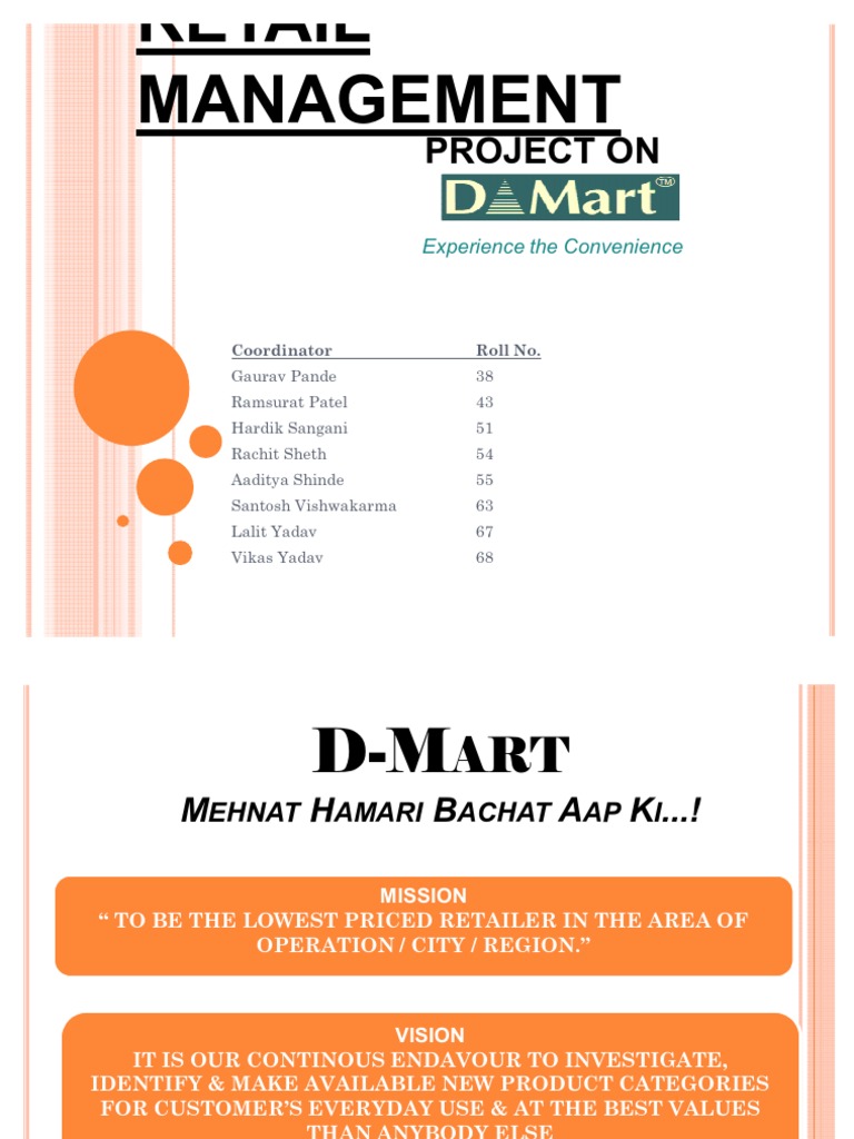 Dmart Vision and Mission Overview | PDF | Shopping Mall | Retail