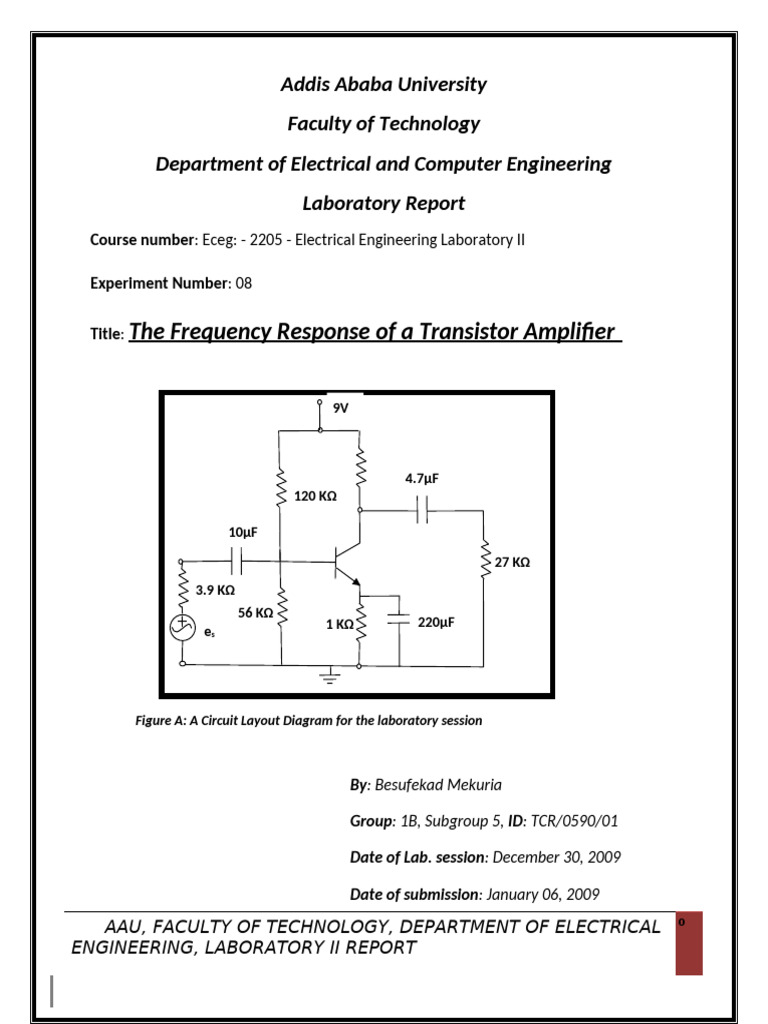 Lab Report 8 | PDF | Amplifier | Transistor