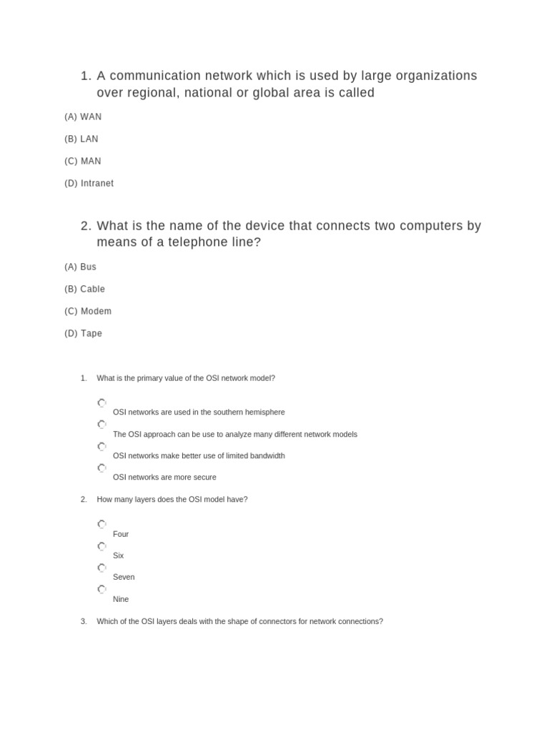 Networking Basics Quiz | PDF
