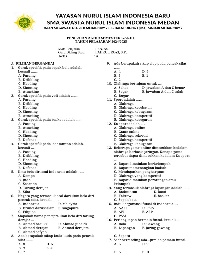 PENJAS KELAS XI | PDF